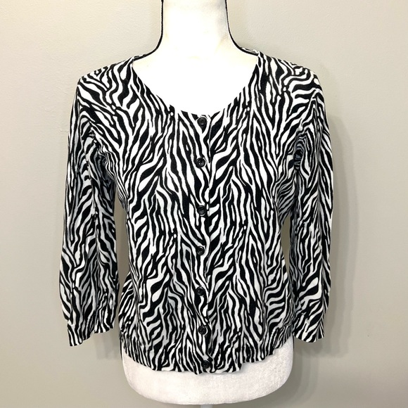 Rafaella | Sweaters | Rafaella Women Zebra Print Black White Cotton 34 ...